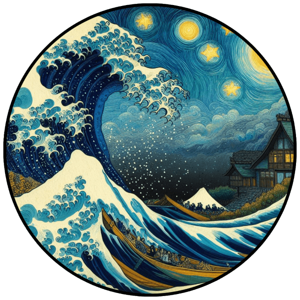 Idiophonic - Great Wave on a Starry Night - Sticker – TrippyStore