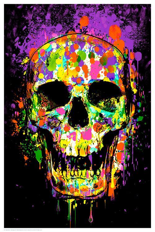 Splatter Skull - Black Light Poster – TrippyStore